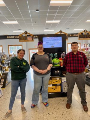 Michelle James, Meagan McDonough & Noah Gallant High Five! - Hancock Lumber