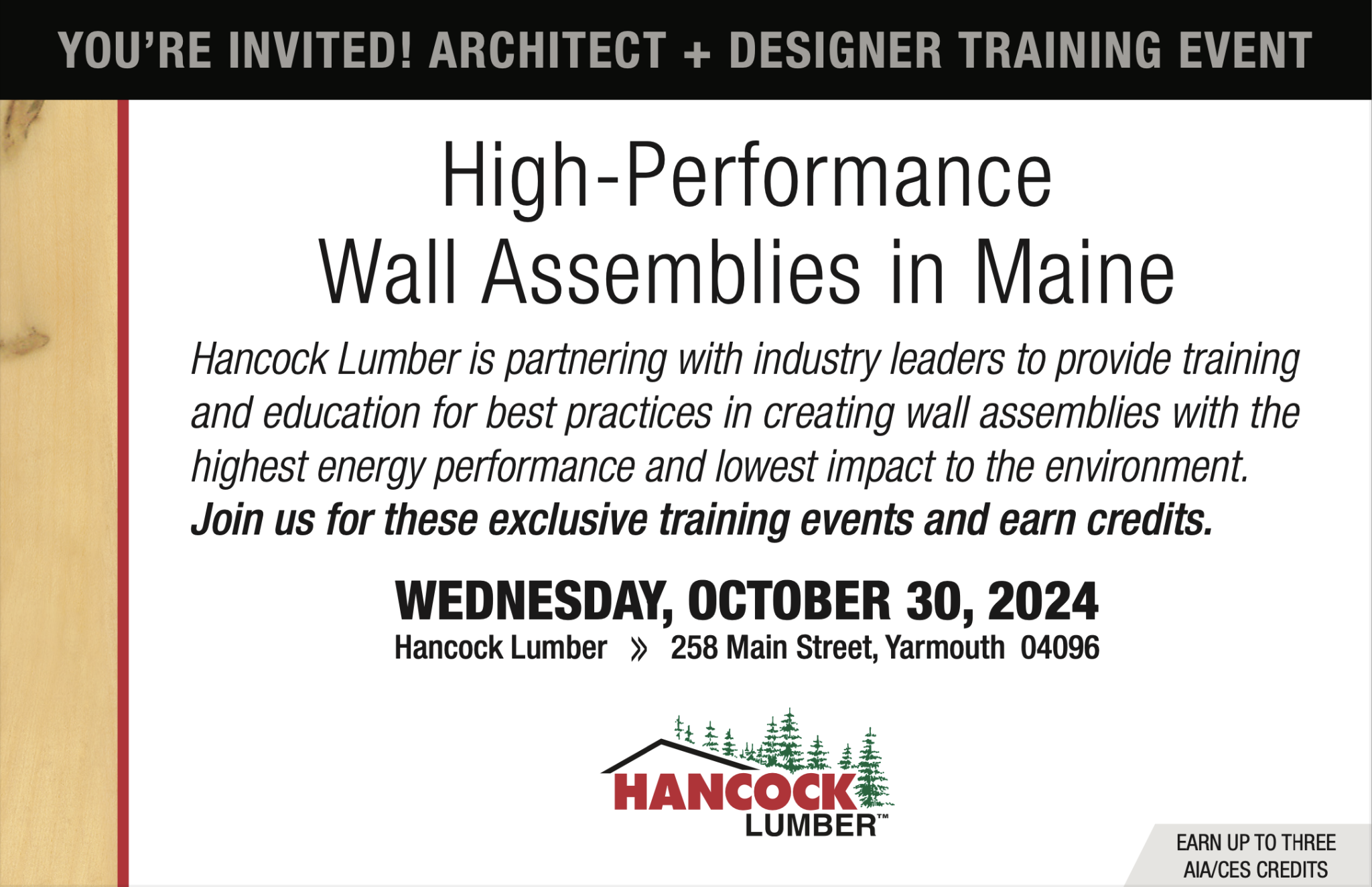 October 30: Hancock Lumber Architect + Designer Training Event ...